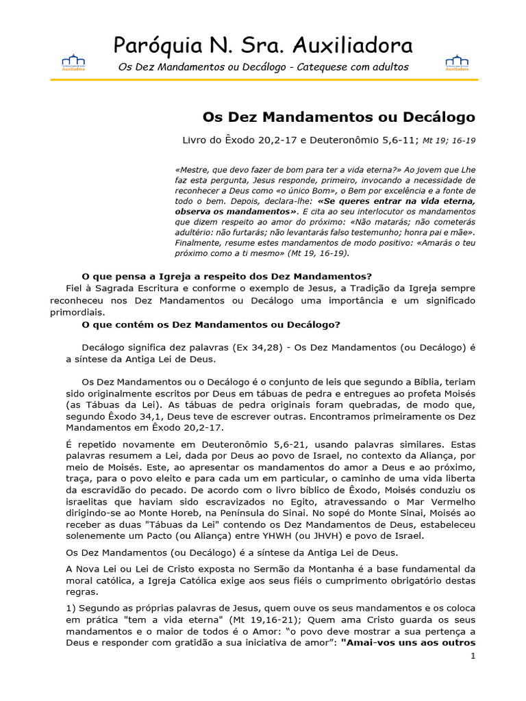 Os Dez Mandamentos Apostila Pdf