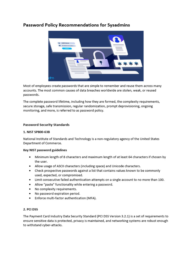 Password Policy Recommendations For Sysadmins | PDF