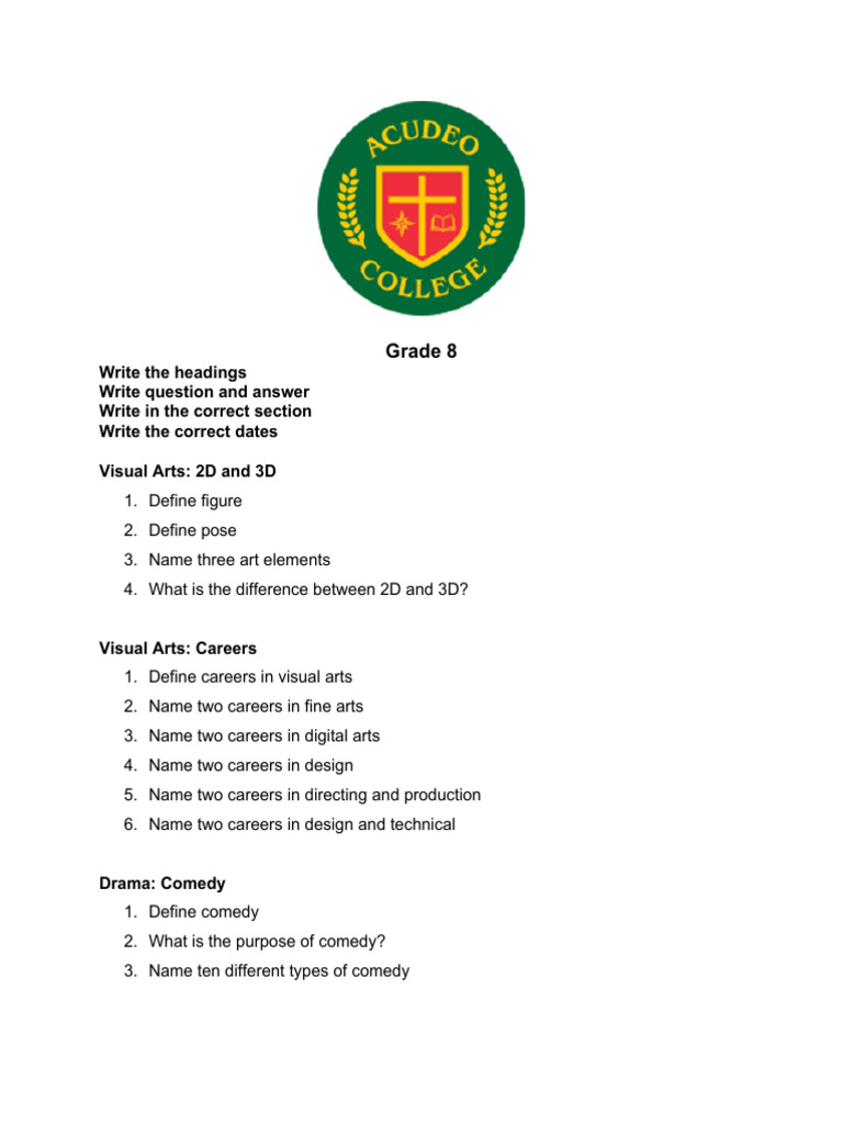 Grade 8 Class Activities | PDF