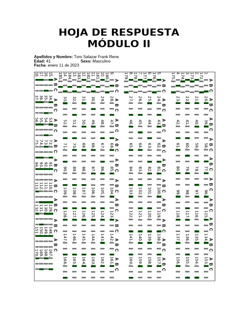 HOJA DE RESPUESTA MÓDULO II | PDF