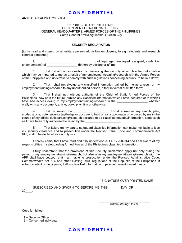 Annex B - Security Declaration | PDF