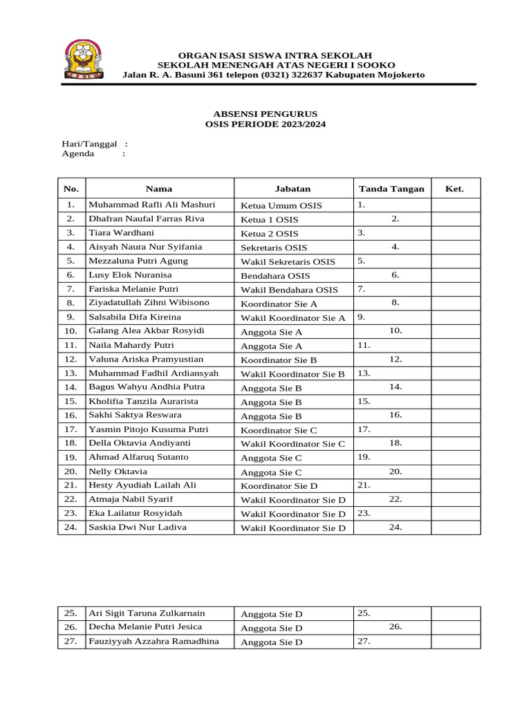 Absensi Osis 23.24 TTD Fix | PDF