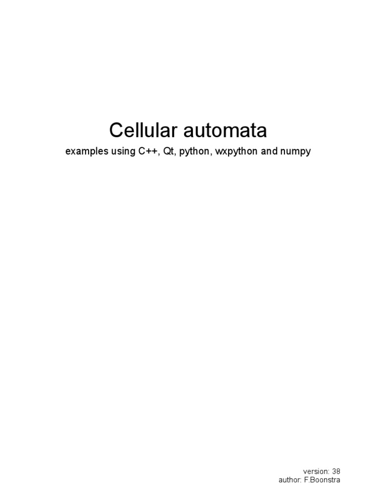 Cellular Automata: Examples Using C++, QT, Python, Wxpython and Numpy | PDF | Automata Theory ...