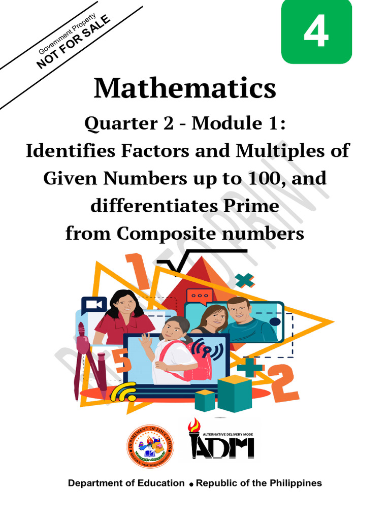 Math4 q2 Mod1 FactorsOfGivenNumbersUpTo100 v5 | PDF | Prime Number | Arithmetic