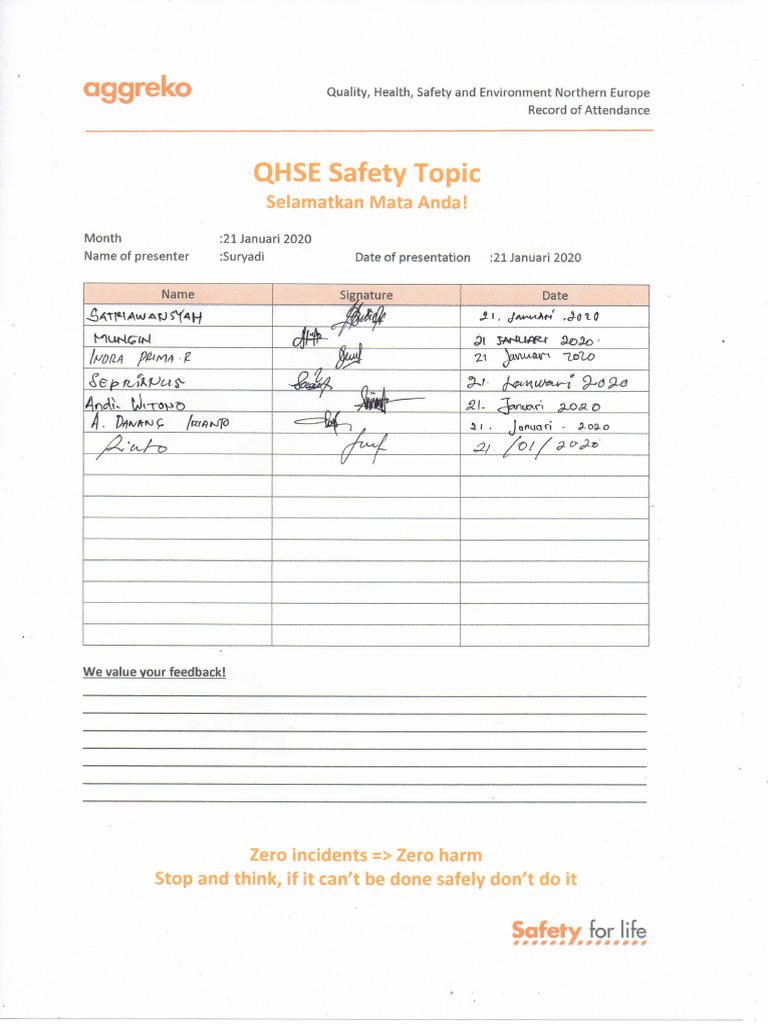 Form Safety Topic 001 | PDF