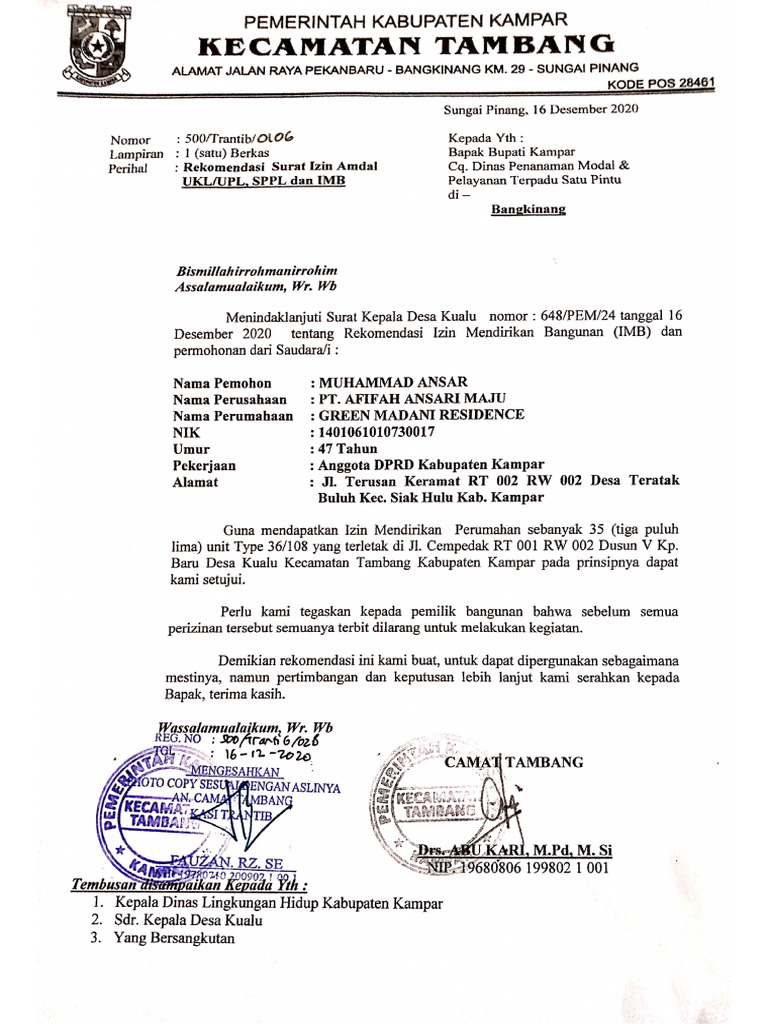 Rekom Surat Izin Amdal, Ukl, Upl | PDF