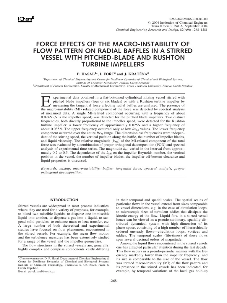 Force Effects of the Macro-instability of Flow Pattern on Radial ...
