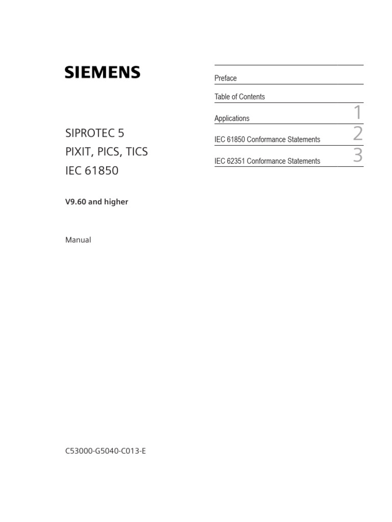 SIP5 Com-IEC61850-Pixit V09.60 Manual C013-E en | PDF