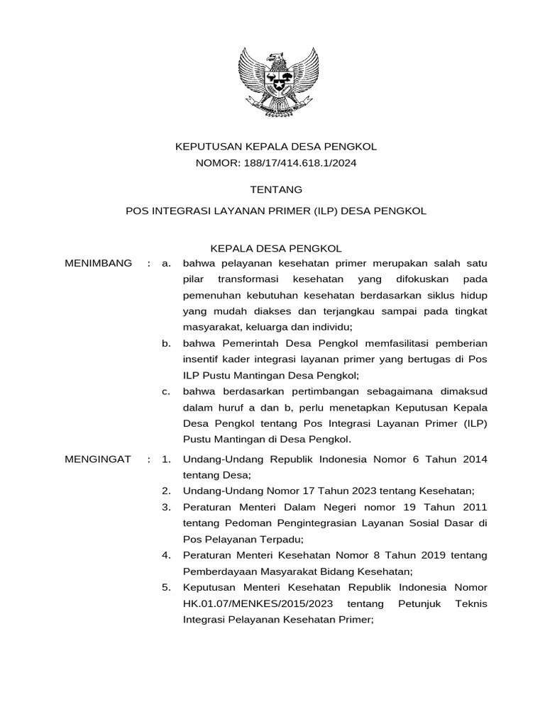 SK No. 17 (Pos ILP Pustu Mantingan Desa Pengkol) | PDF