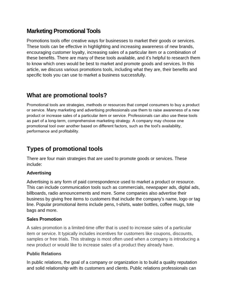 Marketing Promotional Tools | PDF