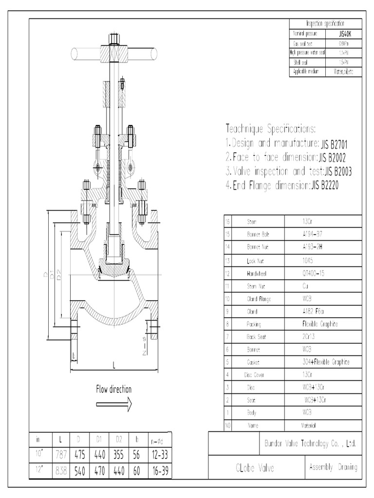 Bundor Globe Valve Drawing-WM23488 | PDF