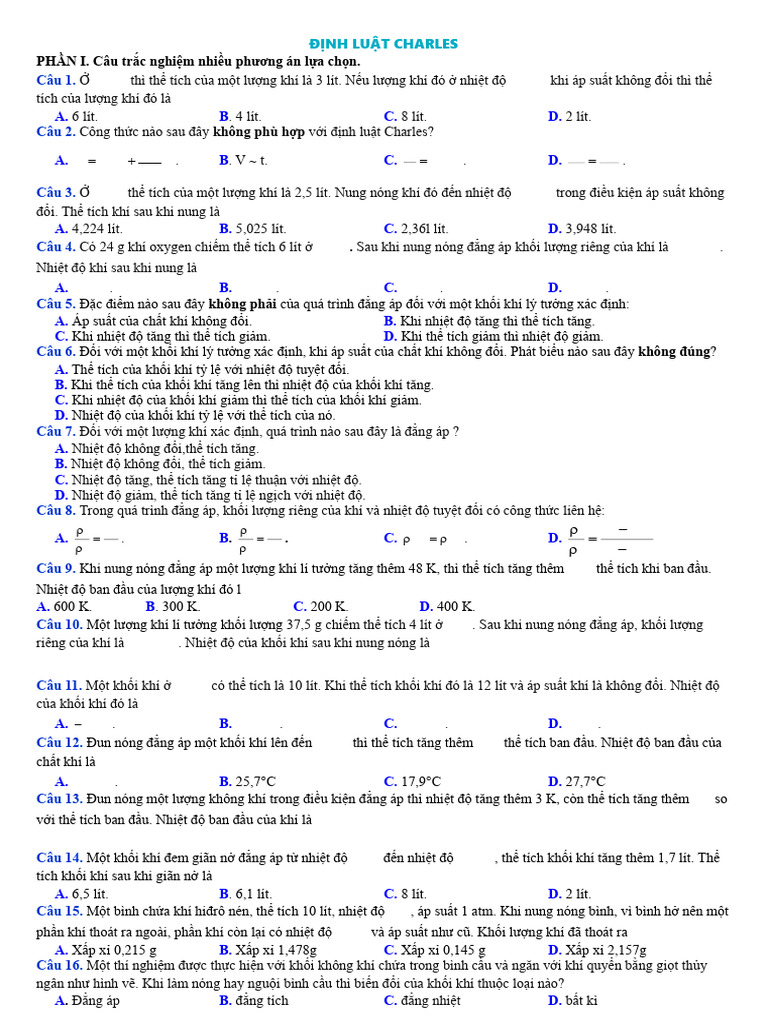 BÀI 10. ĐỊNH LUẬT CHARLES | PDF