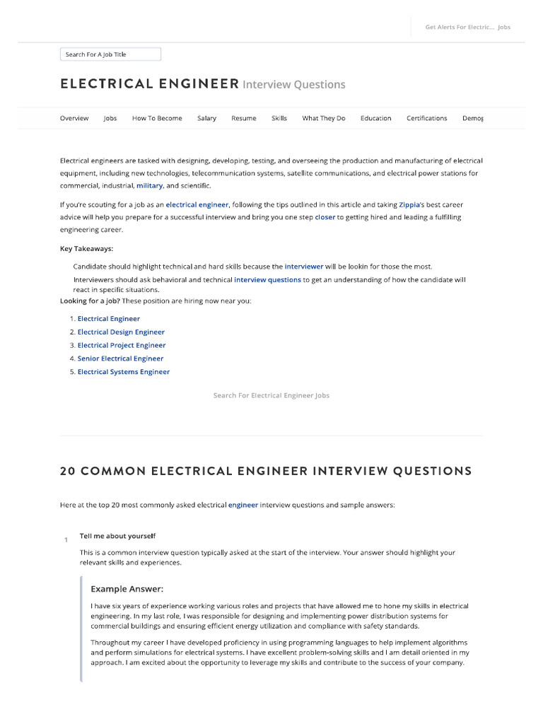 Electrical Engineer Interview Questions | PDF