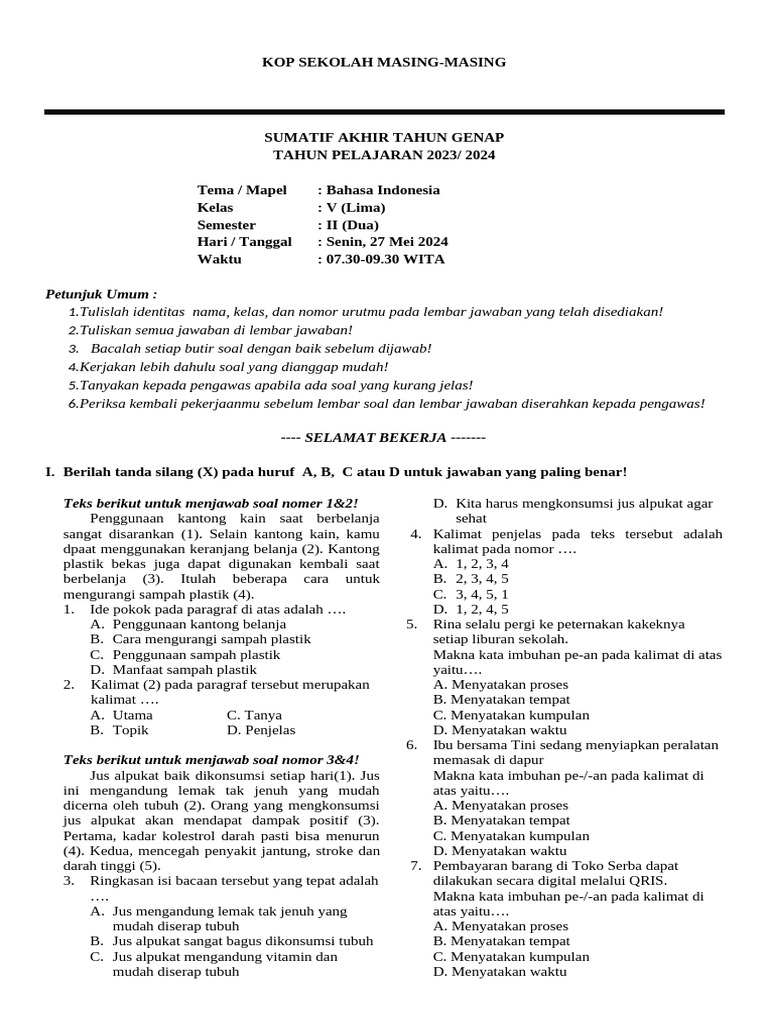 Sat SMT 2 Bahasa Indonesia | PDF