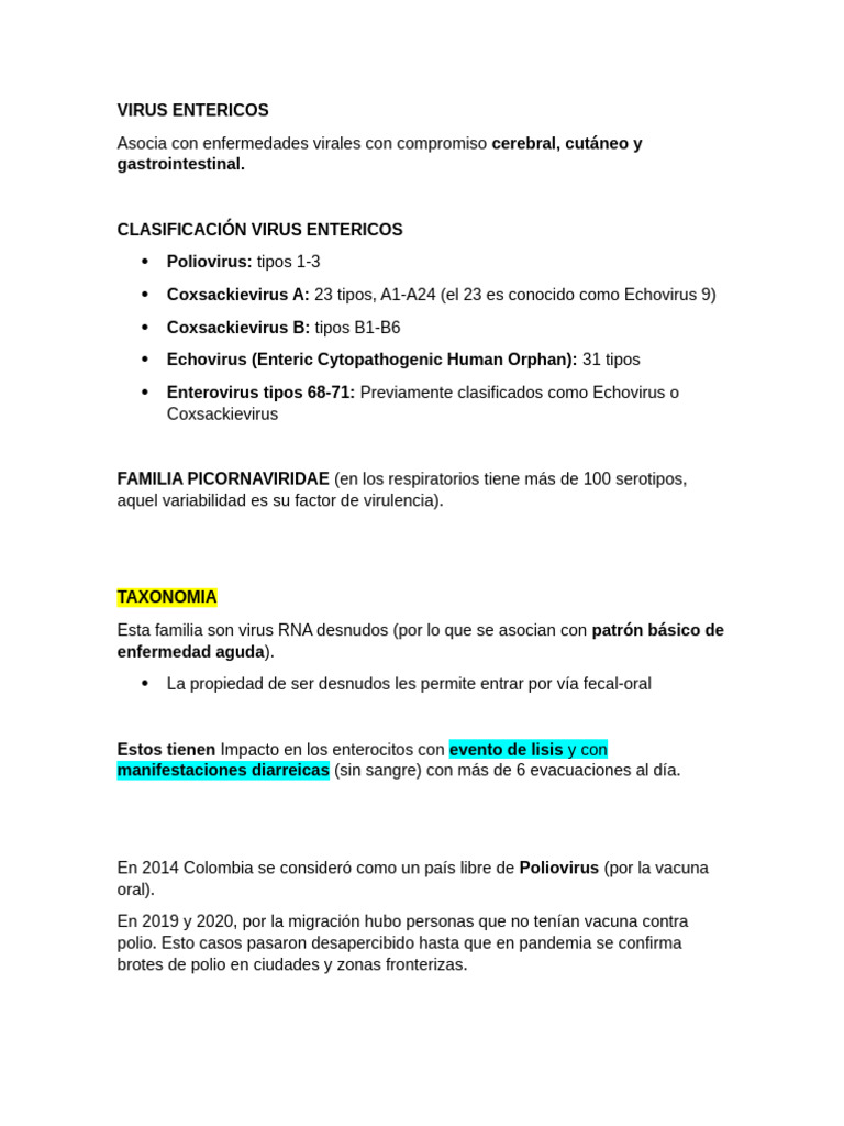 Enterovirus - Micro (Yaneth) | PDF