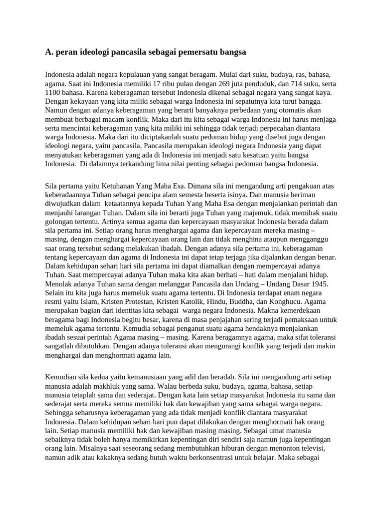 No 4 & Peran Ideologi Pancasila Sebagai Pemersatu Bangsa | PDF