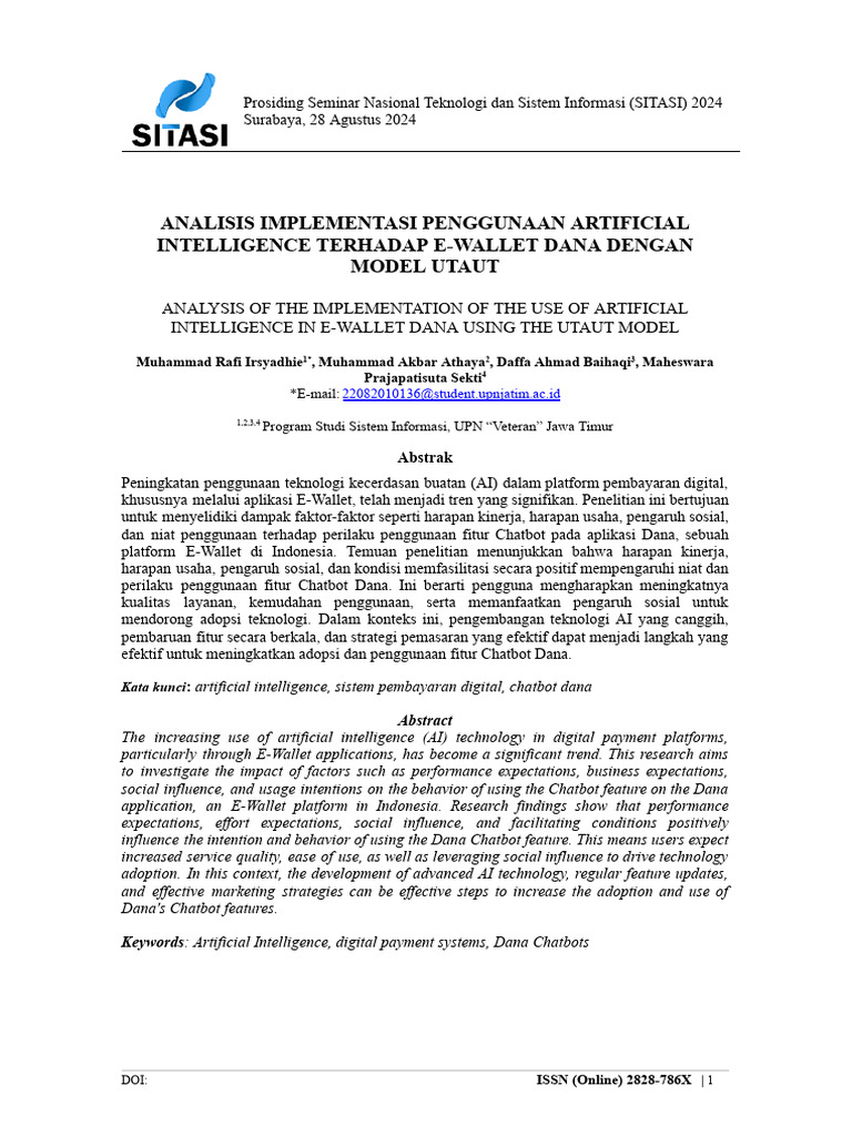Analisis Implementasi Penggunaan Artificial Intelligence Terhadap E ... Analisis Implementasi Penggunaan Artificial Intelligence Terhadap E ...