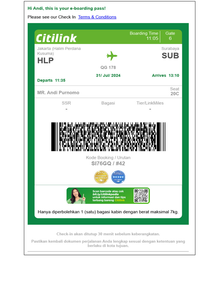 BOARDING PASS HLP - SUB | PDF