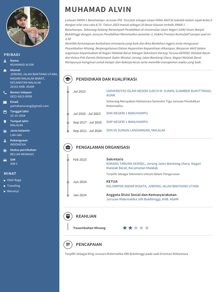 CV Muhamad Alvin #1 | PDF