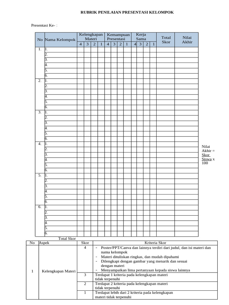 Format Penilaian | PDF
