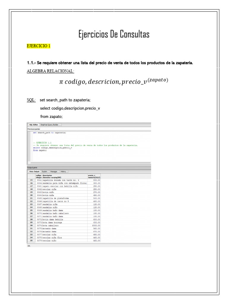 Consultas SQL en Zapatería | PDF | SQL | Negocios