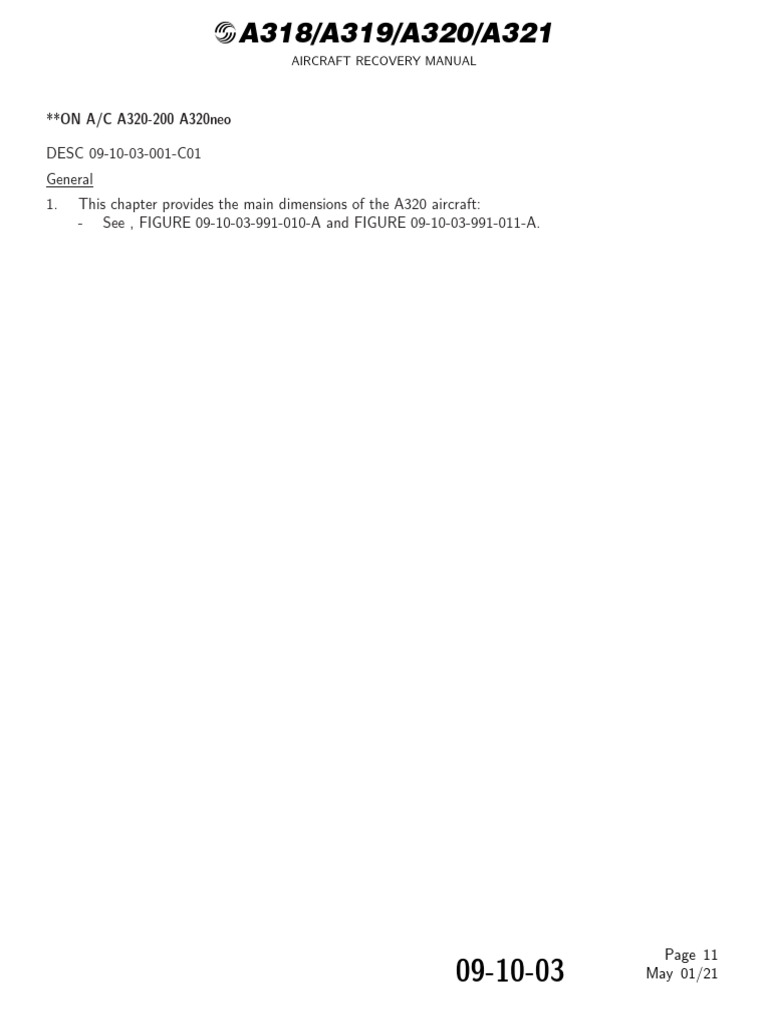 Dimensions of The A320 Aircraft | PDF