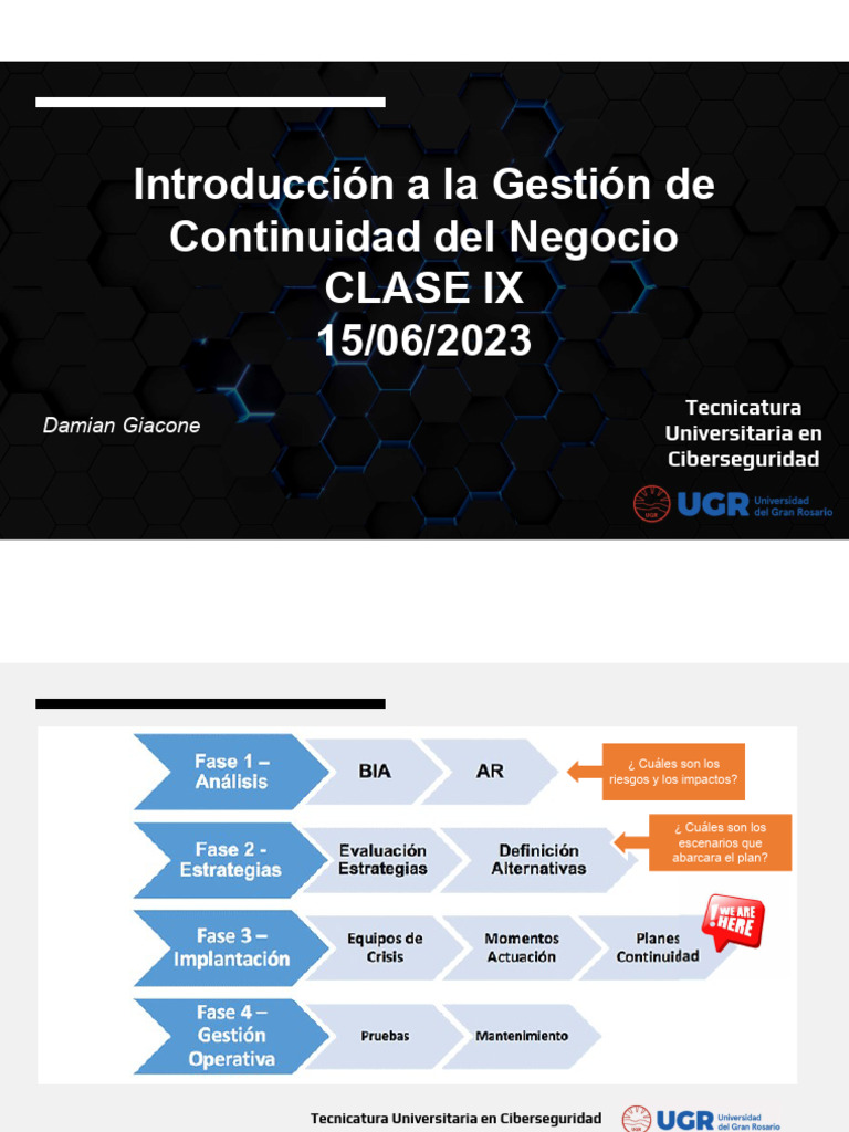 Gestión de Continuidad Del Negocio - Clase IX - Clase Numero 10 | PDF