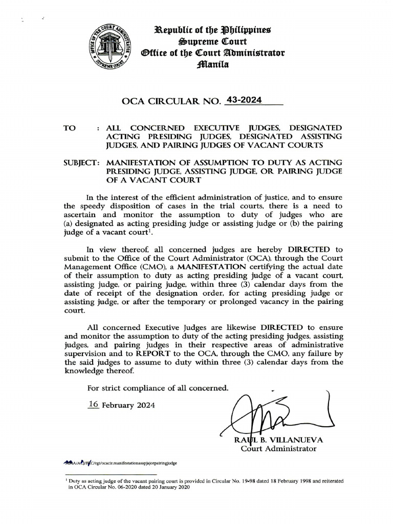 OCA Circular No. 43-2024 | PDF