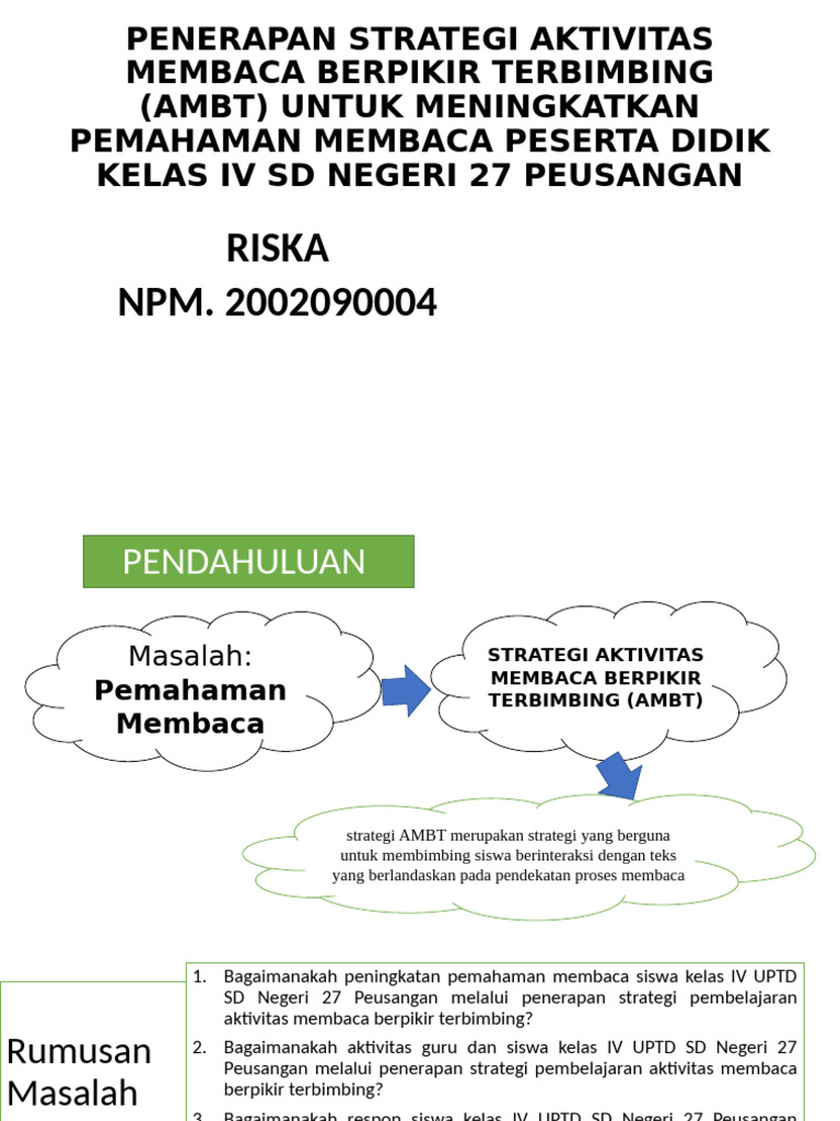 Strategi Aktivitas Membaca Berpikir Terbimbing (Ambt) Riska | PDF