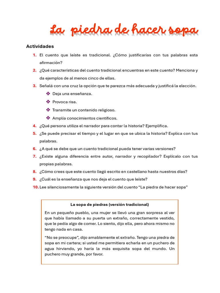 1 - La Piedra de Hacer Sopa - María Teresa Andruetto - Propuesta de ...