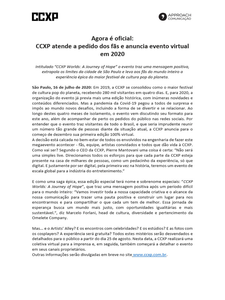 CCXP Worlds Final 1607 | PDF