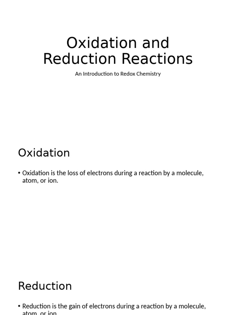 Oxidation and Reduction Reactions | PDF