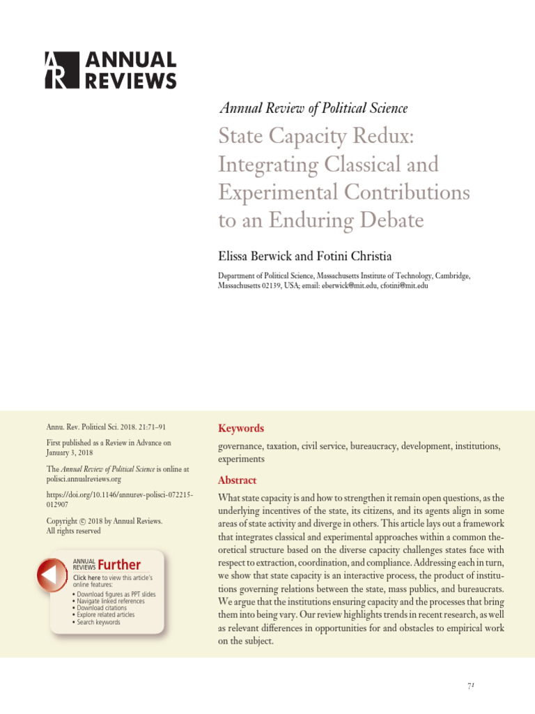 State Capacity Redux Integrating Classicaland Experimental ... State Capacity Redux Integrating Classicaland Experimental ...