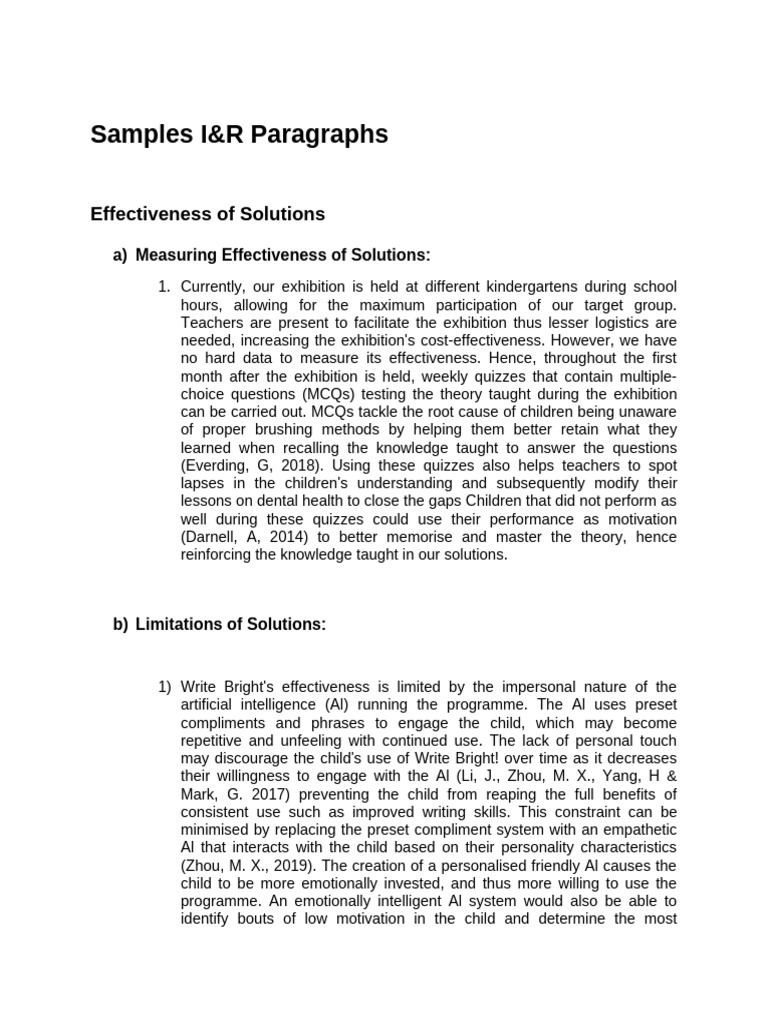 Samples I&R Paragraphs | PDF