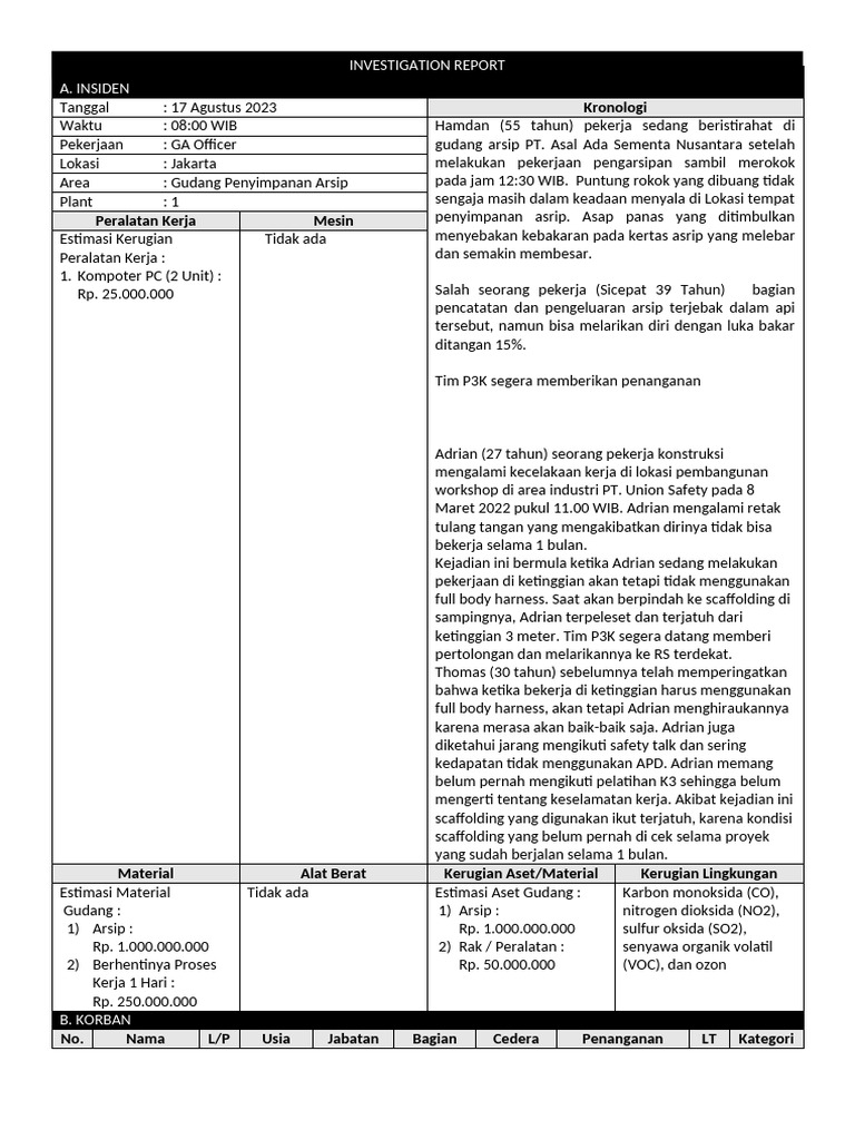 Form Investigasi | PDF