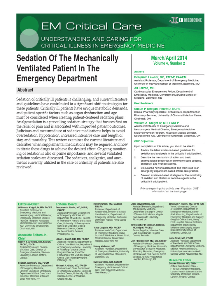 0314Sedation Of The Mechanically Ventilated Patient | PDF