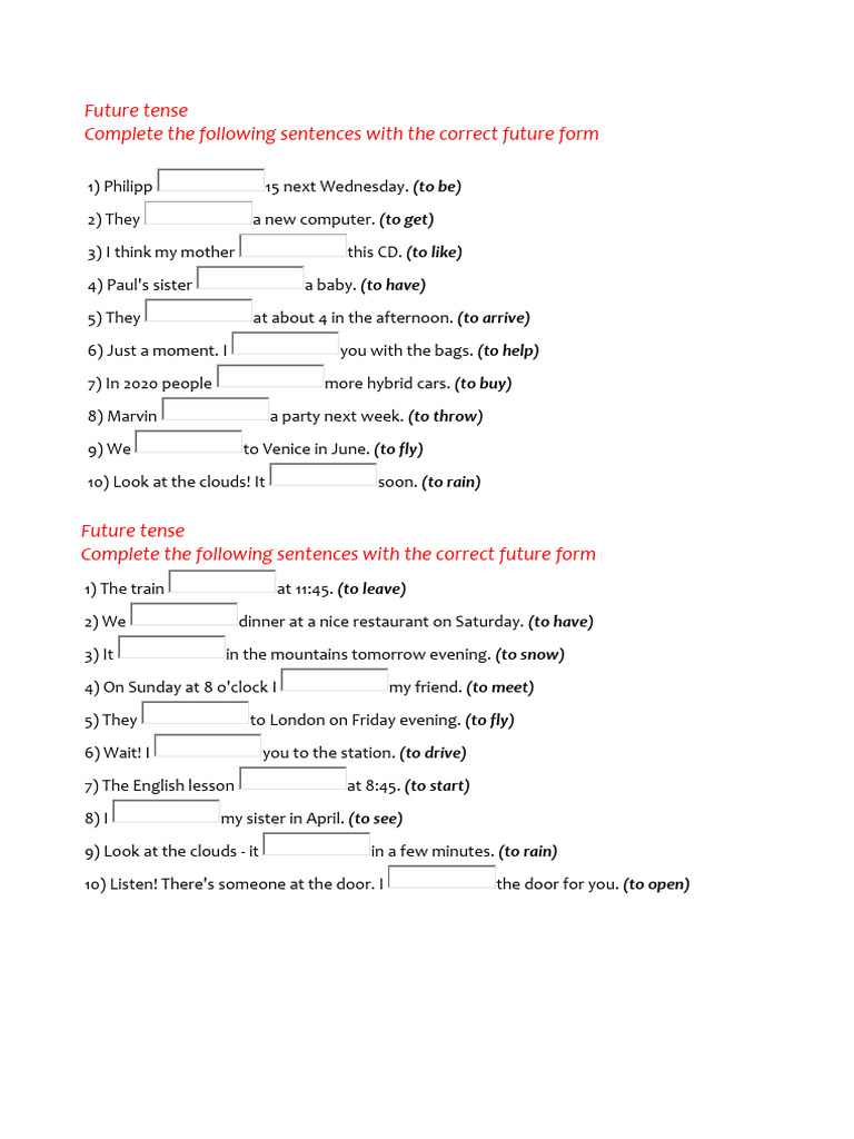 Future Exercises With Answers | PDF
