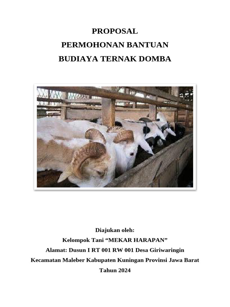 Proposal Permohonan Budidaya Ternak Domba Giriwaringin-2 | PDF