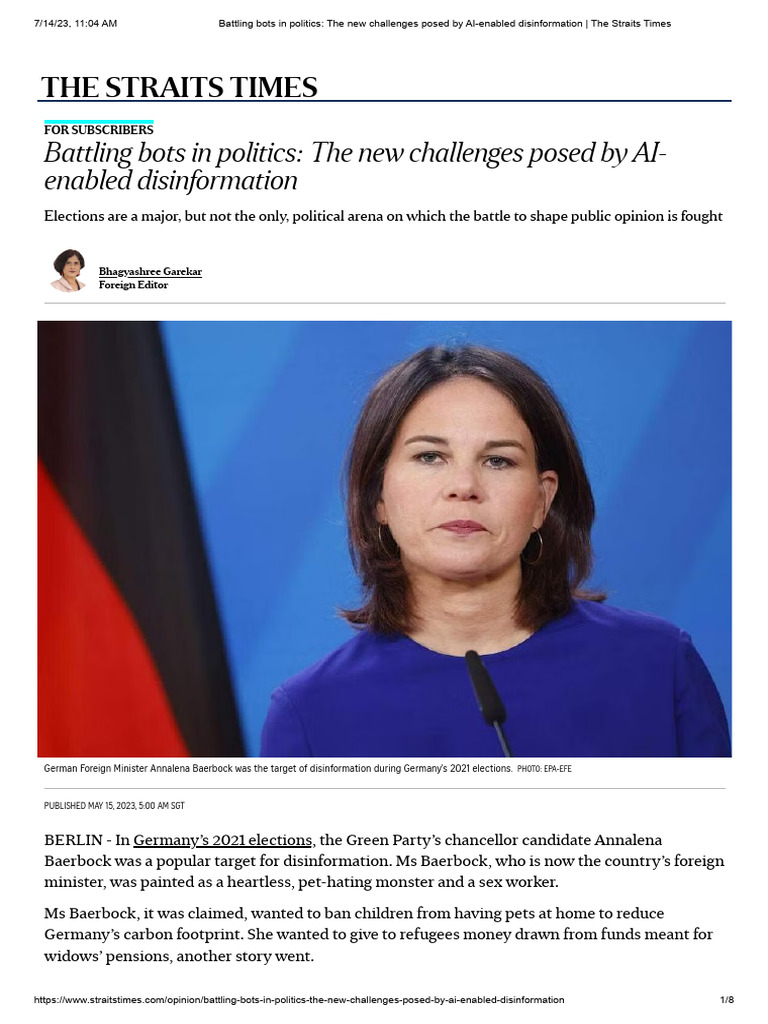 Battling Bots in Politics - The New Challenges Posed by AI-enabled ...