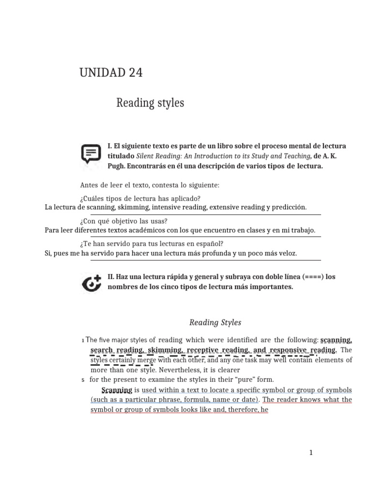 UNIDAD 24 READING STYLES MANUAL WINDOWS TO CULTURE - Angelica - Garrido ...