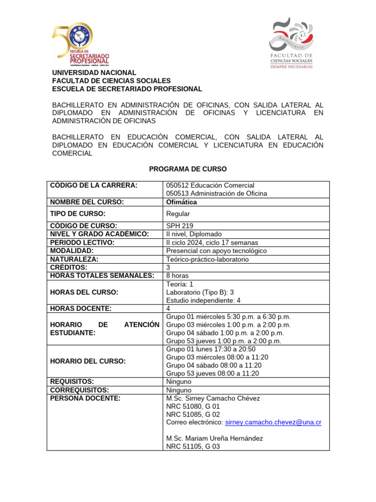 SPH 219. Ofimática. II C 2024 | PDF