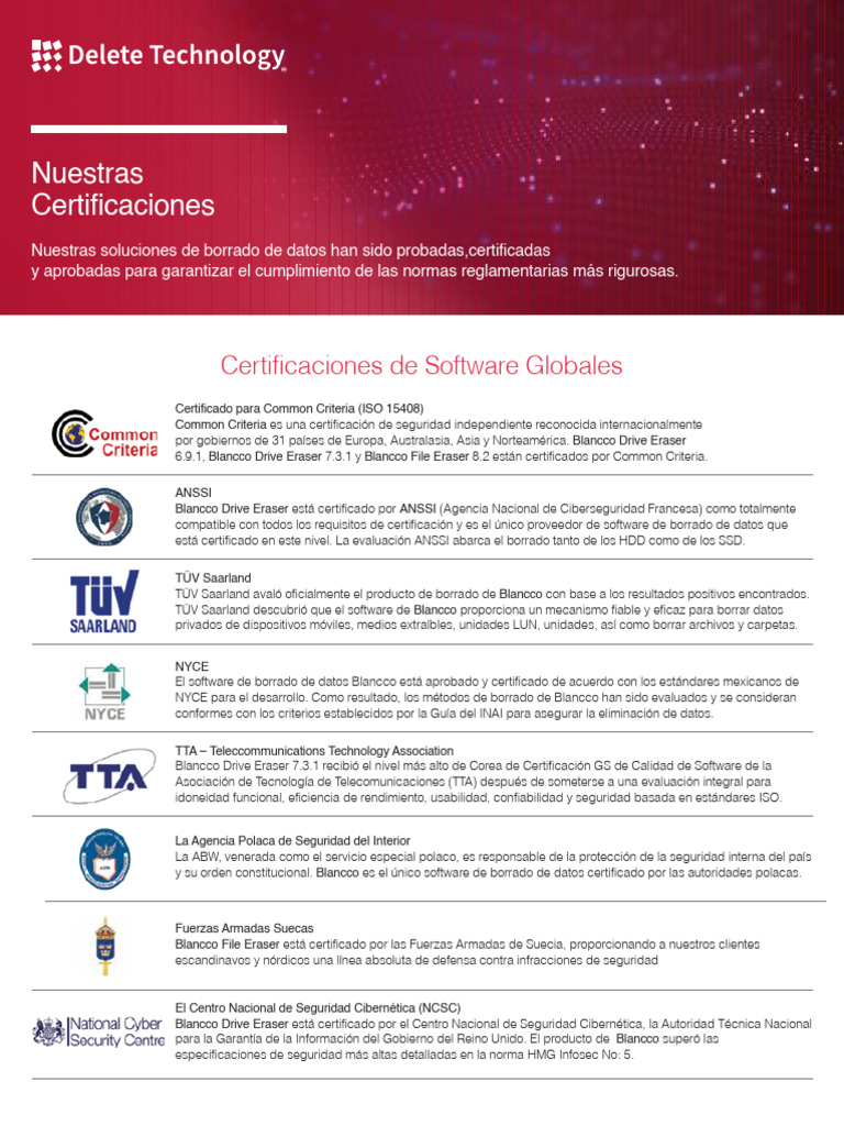 Blancco Certificaciones | PDF