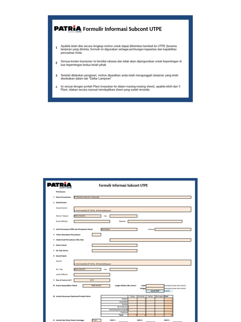 Formulir Data Facility Mesin Di Subcont Rev1 | PDF
