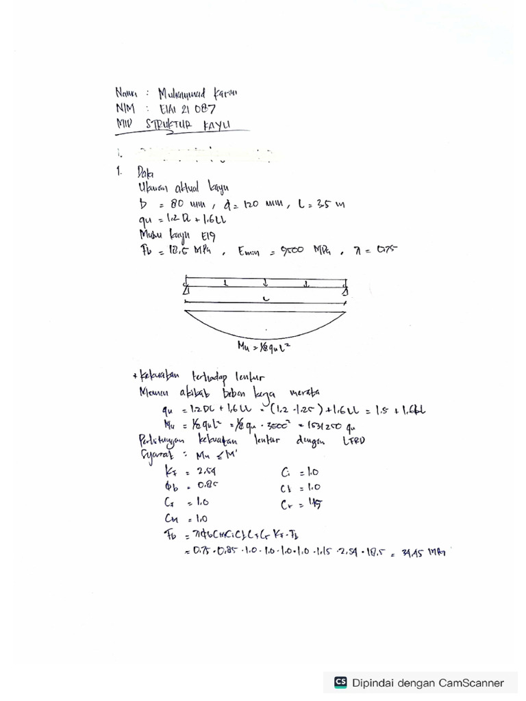 E1a121087 - Muhamad Karim - Mid Struktur Kayu | PDF