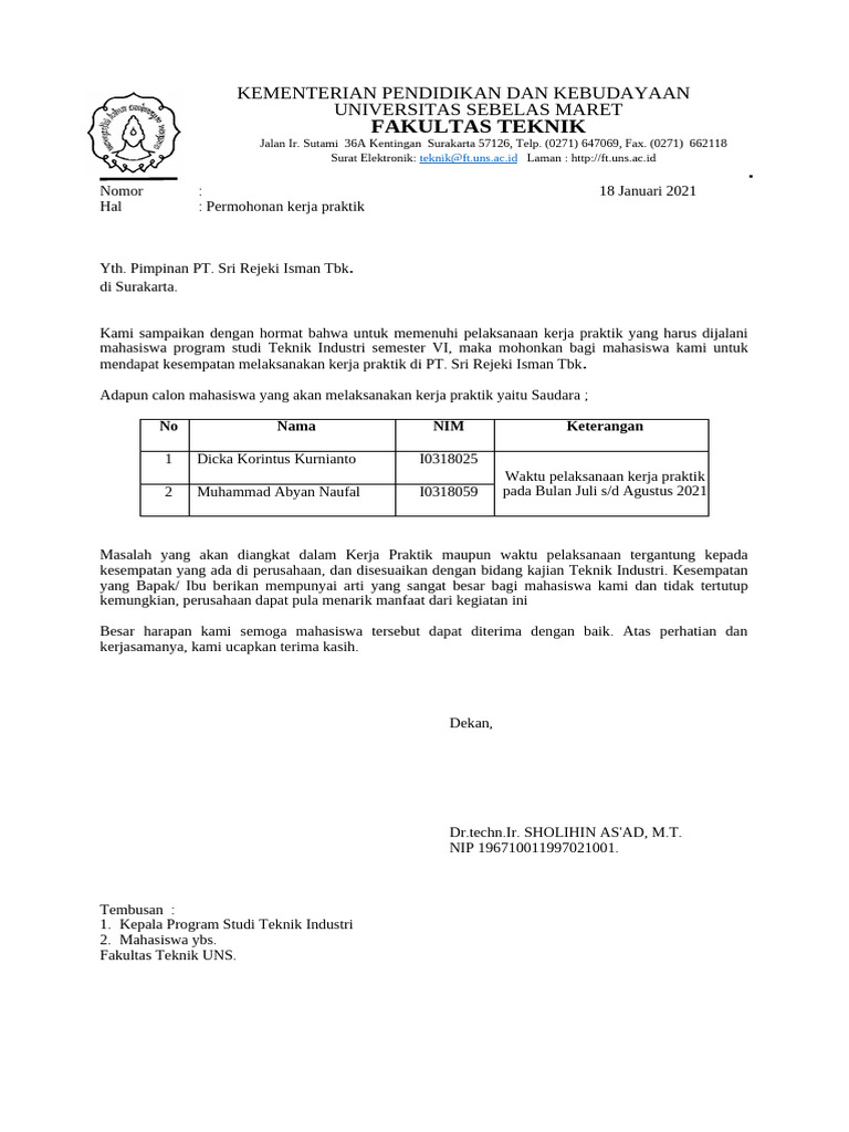 Surat Izin Dekan | PDF