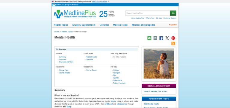 433 - Mental Health - MedlinePlus - Medlineplus - Gov | PDF