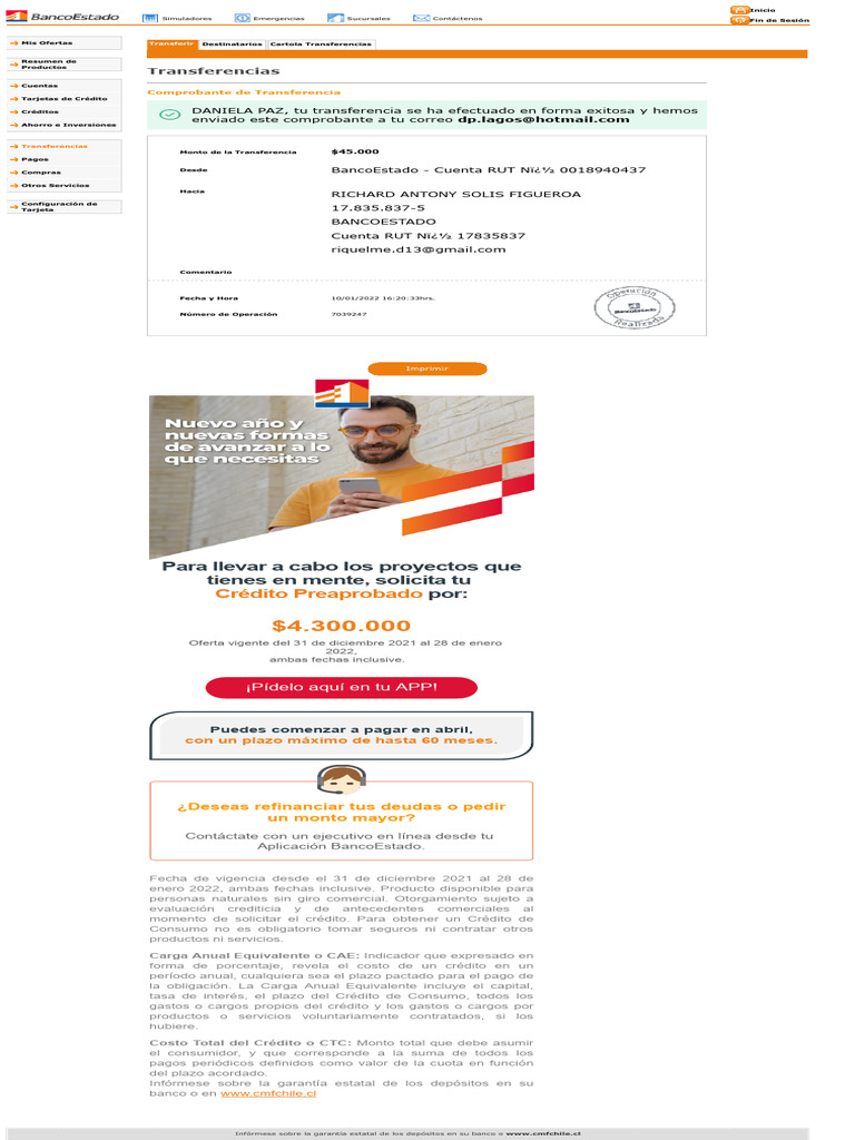 P5 - Transferencia Entre Cuentas Propias | PDF