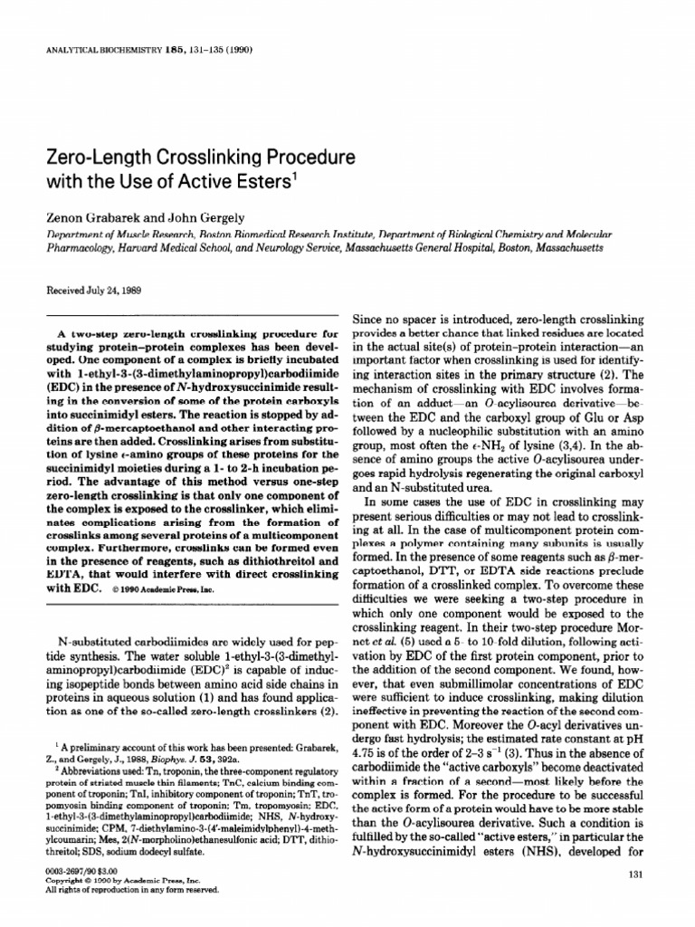 Zero-Length Crosslinking Procedure | PDF