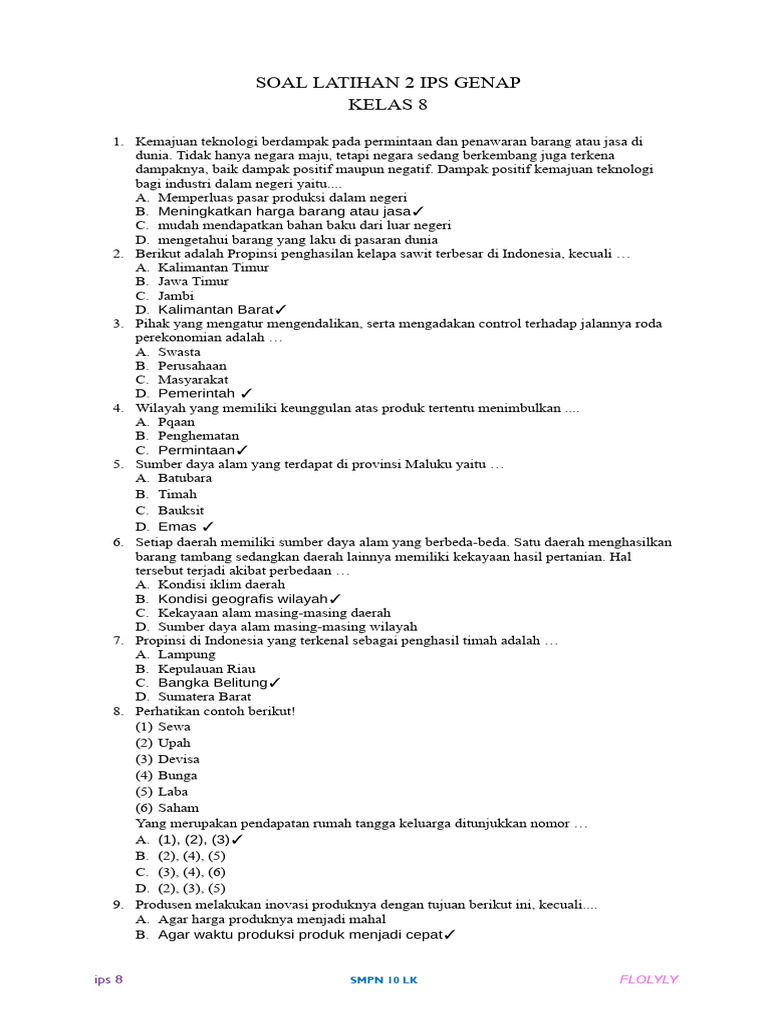 Agus Andra Riski - Latihan Soal Pas Ips Kelas 8 2024 2 | PDF