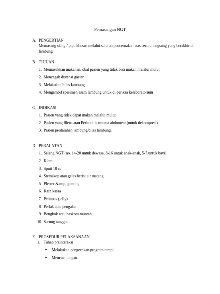 Pemasangan NGT | PDF